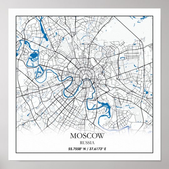 Moscow Russia City Map Travel Simple Poster | Zazzle.com