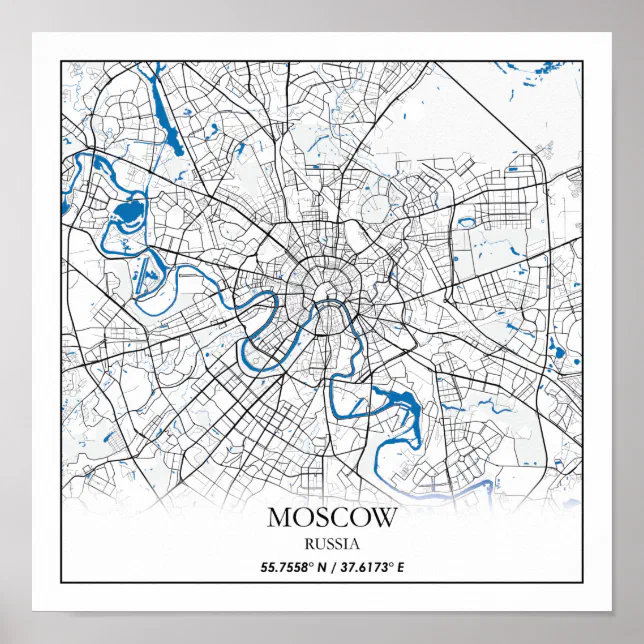 Moscow Russia City Map Travel Simple Poster | Zazzle