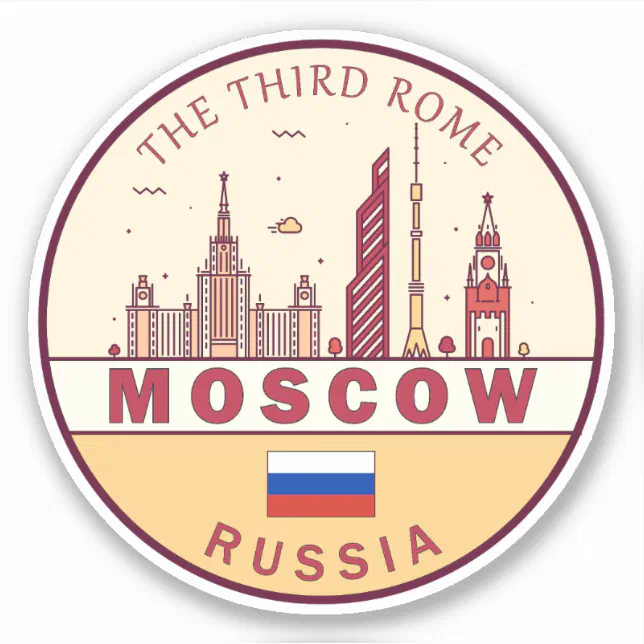 Moscow Russia City Skyline Emblem Sticker | Zazzle