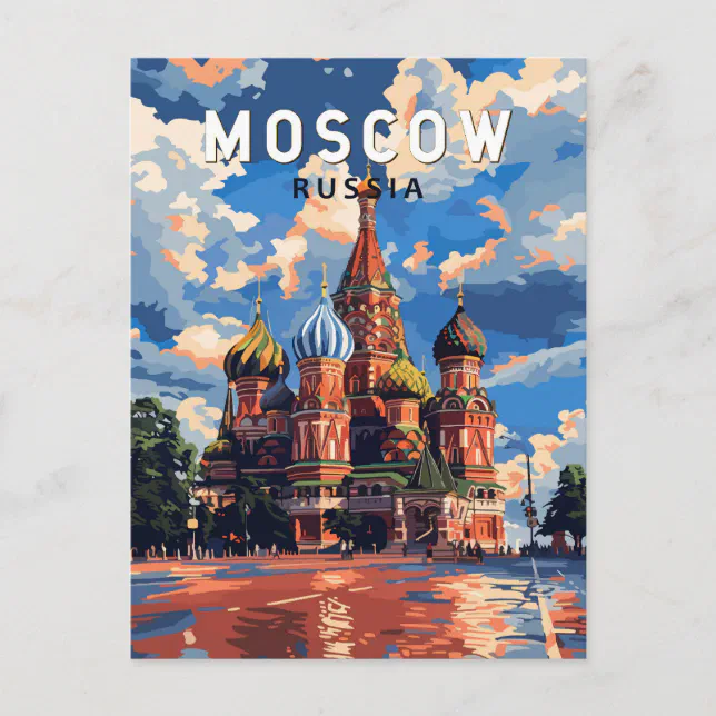 Moscow Russia Travel Art Vintage Postcard | Zazzle