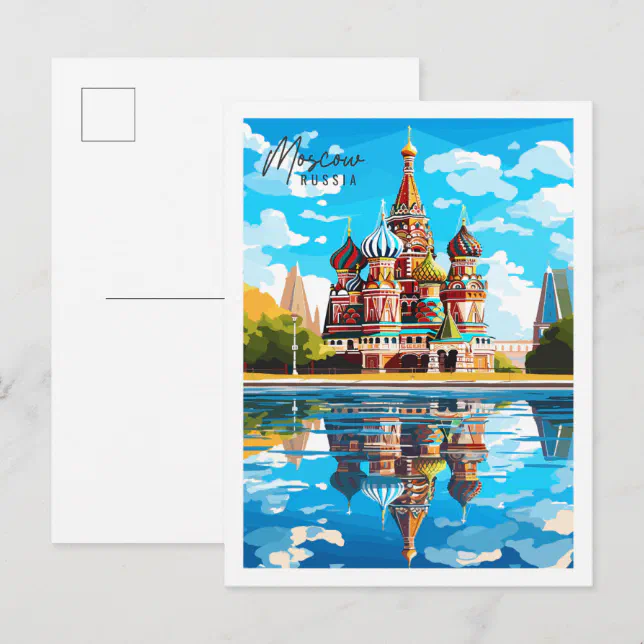 Moscow Russia vintage travel illustration Postcard | Zazzle