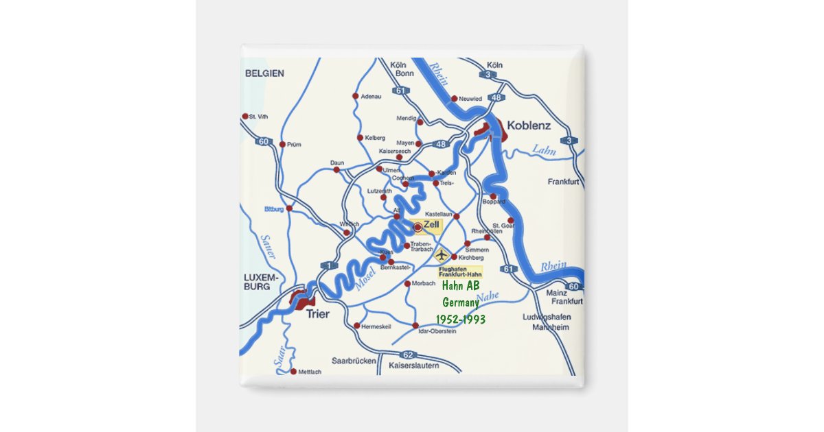 Mosel Map w/Hahn Magnet | Zazzle