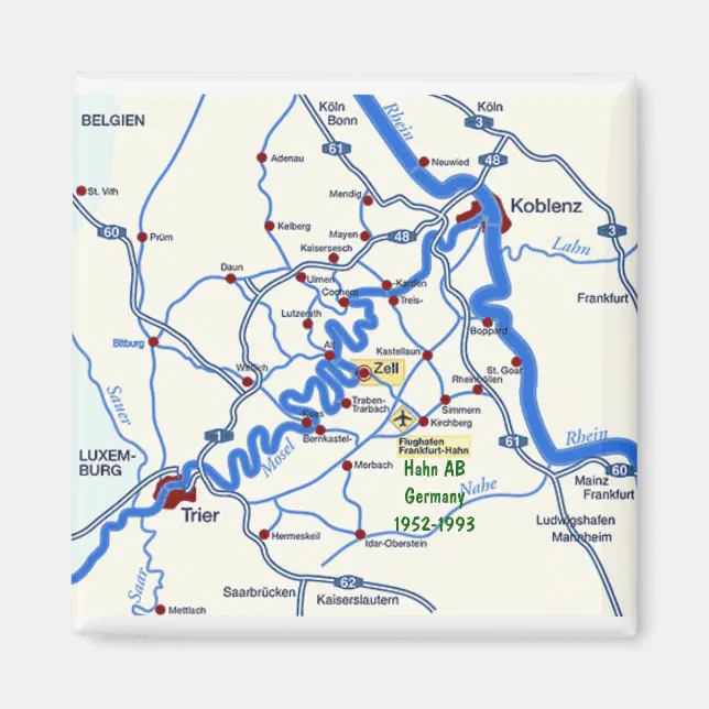 Mosel Map w/Hahn Magnet | Zazzle