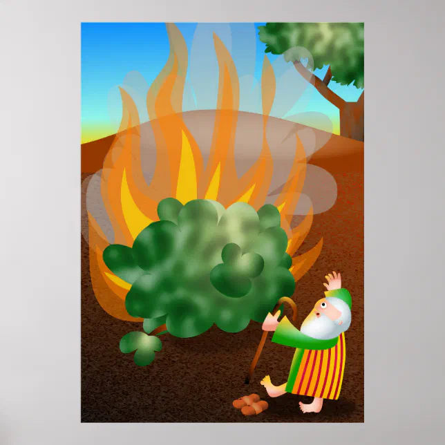 Moses and The Burning Bush Bible Story Poster | Zazzle
