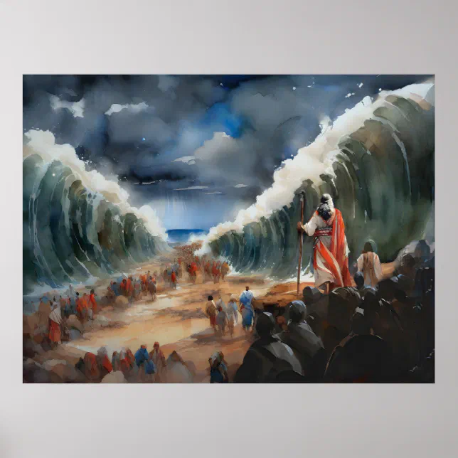 Moses Parting And Crossing The Dry Red Sea Poster | Zazzle