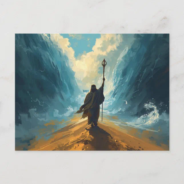 Moses Parting the Red Sea Biblical Epic Art Postcard | Zazzle