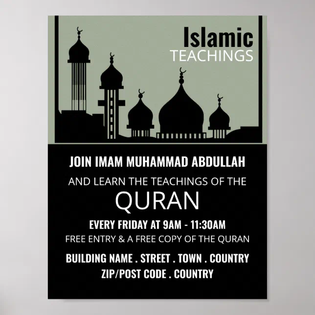 Mosque Silhouette, Islamic Teaching Advertising Poster | Zazzle
