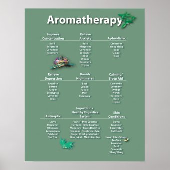 Moss Green Aromatherapy Chart Poster | Zazzle