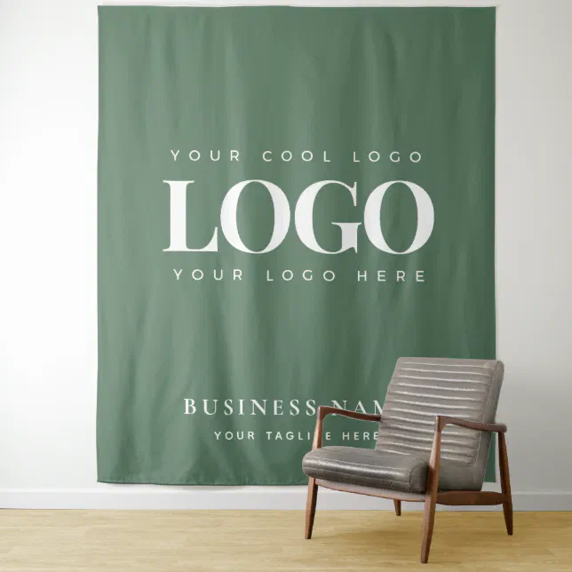 Moss Green Company Business Logo Event Backdrop | Zazzle