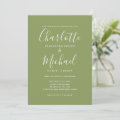 Moss Green Elegant Signature Script Wedding Invitation | Zazzle