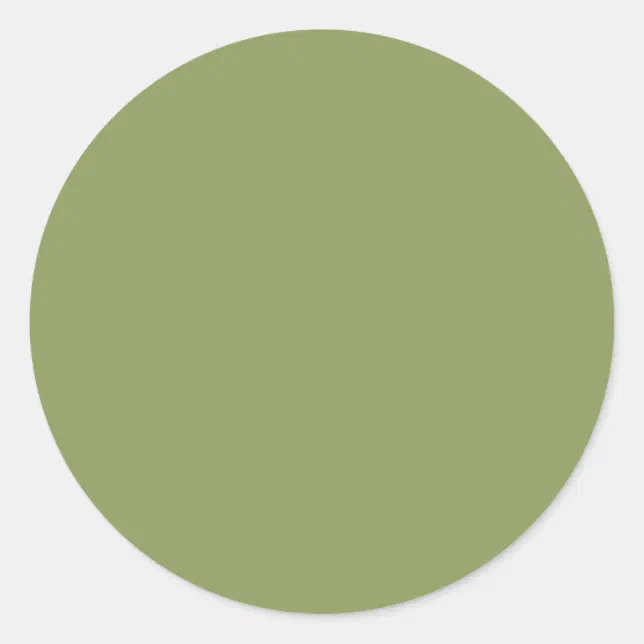 Moss Green Solid Color Classic Round Sticker | Zazzle