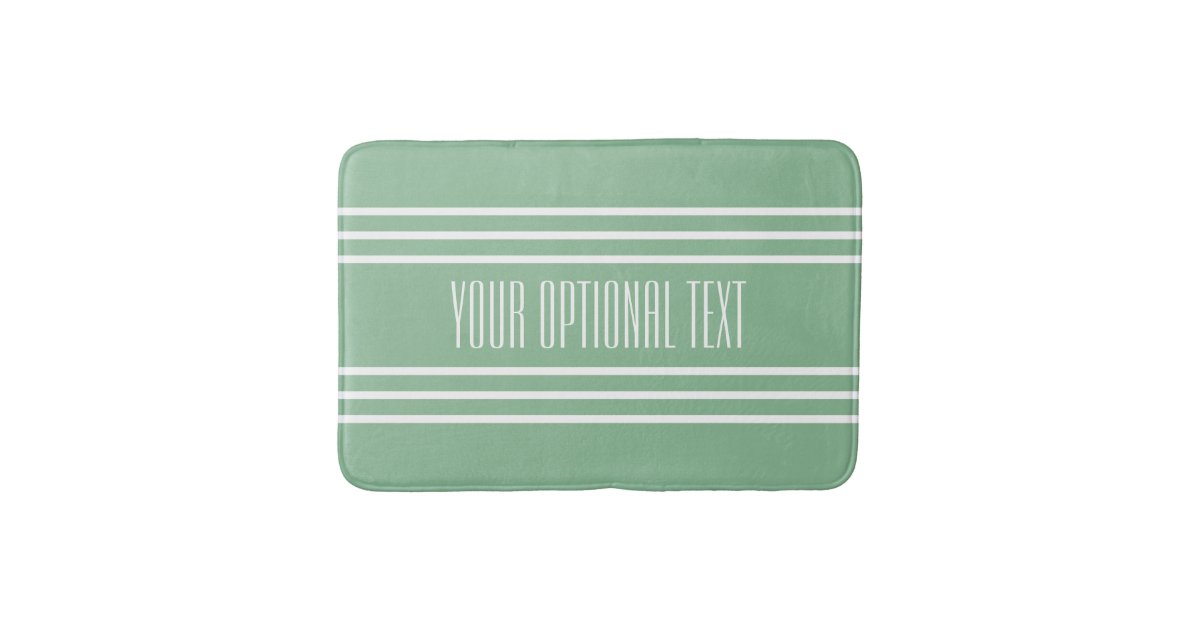 Moss Green Stripes Custom Text bath mats | Zazzle