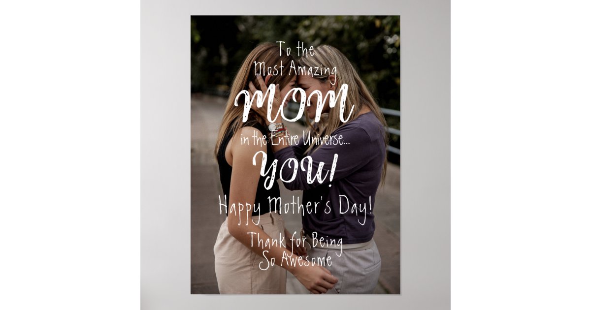 Most Amazing Mom Cute Calligraphy Personalized Poster | Zazzle