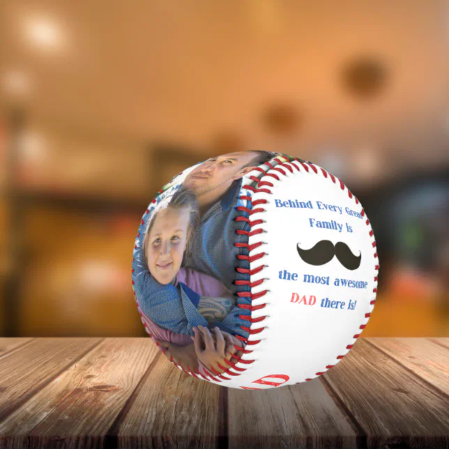 Most Awesome Dad Mustache Photo Father's Day Baseball | Zazzle