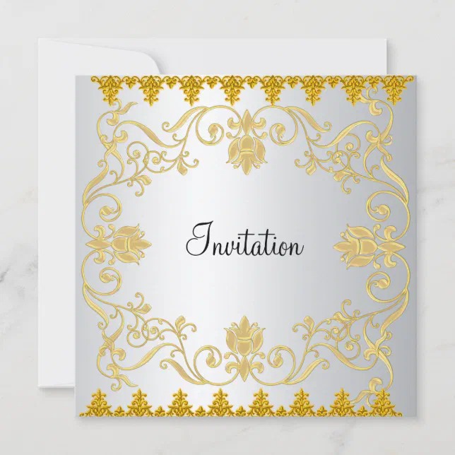 Most Popular Elegant White Gold color Invitation | Zazzle