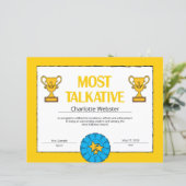 Most Talkative Certificate of Achievement PDF | Zazzle