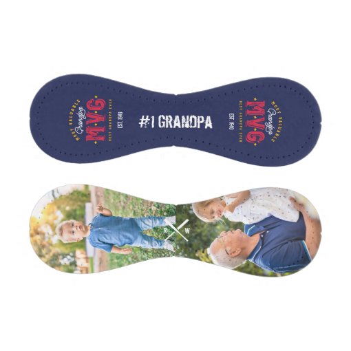 Most Valuable Grandpa MVG Custom 2 Photo Monogram Baseball | Zazzle