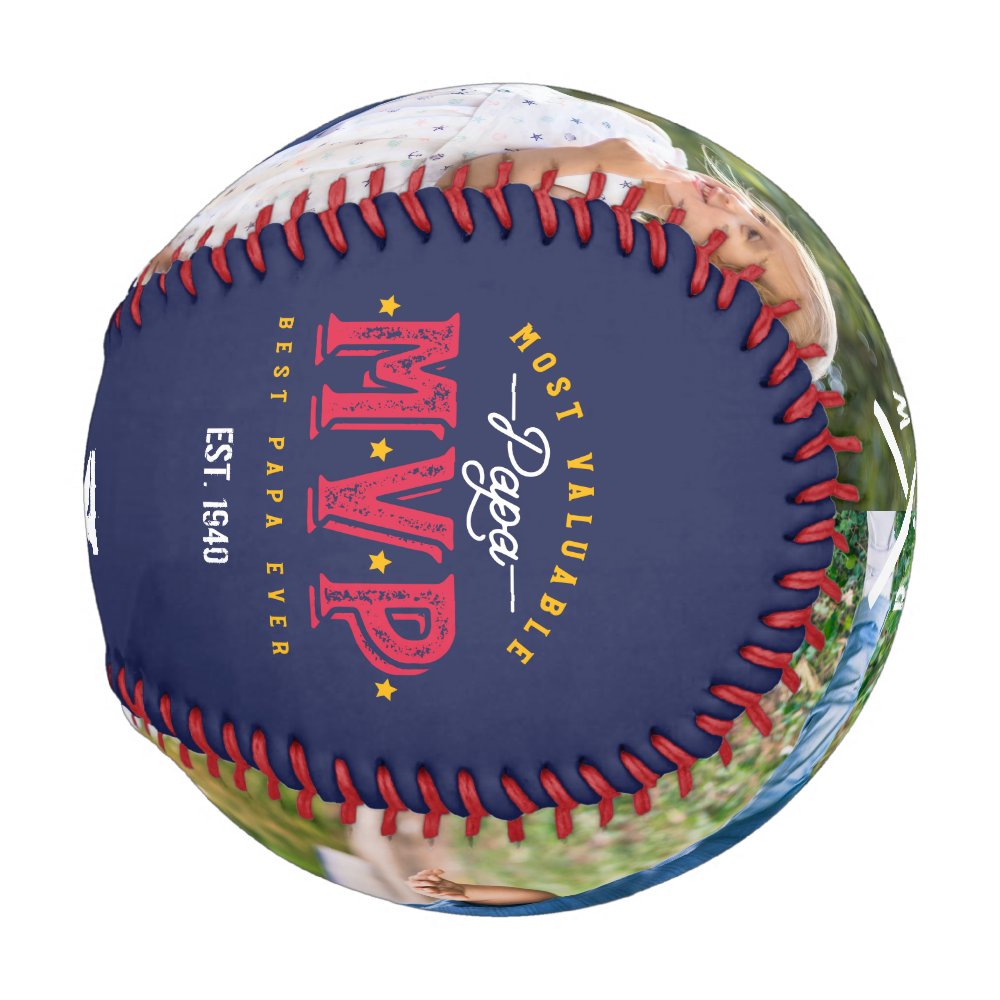 Valuable Papa MVP Custom Two Photo Monogram Baseball sold by Reptile ...