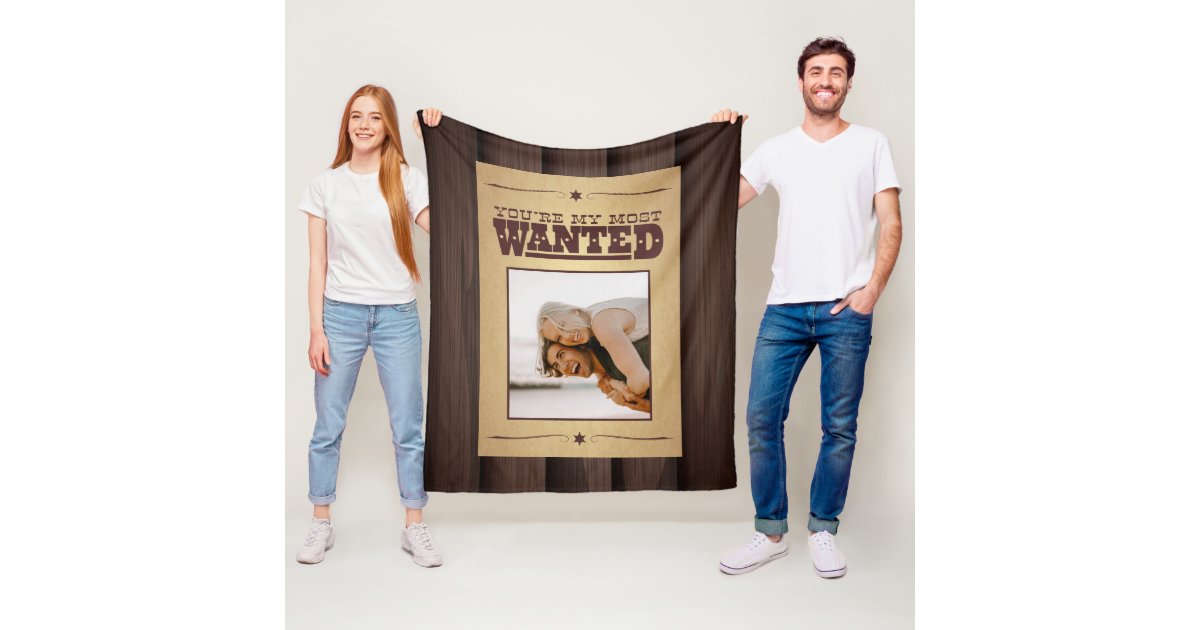 Most Wanted Poster Photo Fleece Blanket | Zazzle