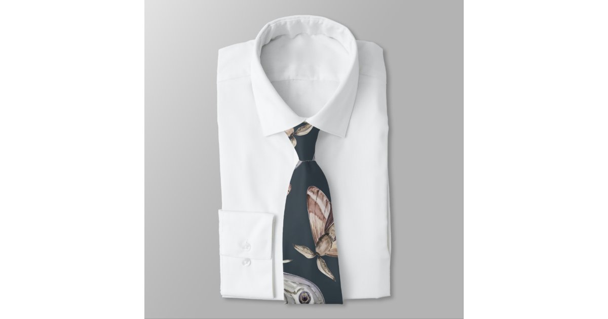 Moth Pattern Neck Tie | Zazzle