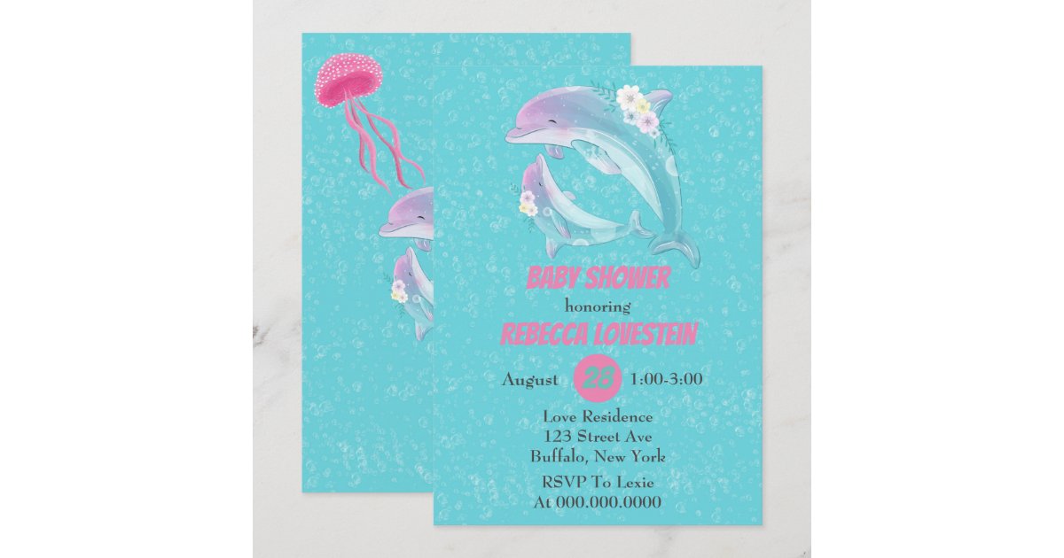Mother and Baby Dolphins Girl Baby Shower | Zazzle