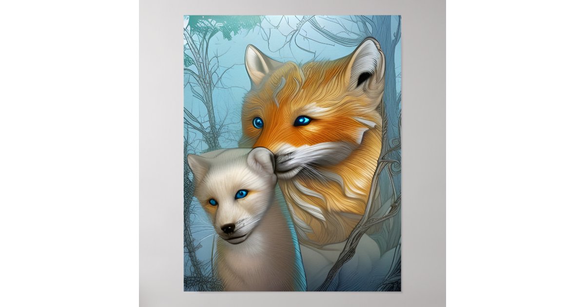 Mother and Baby Fox Poster | Zazzle