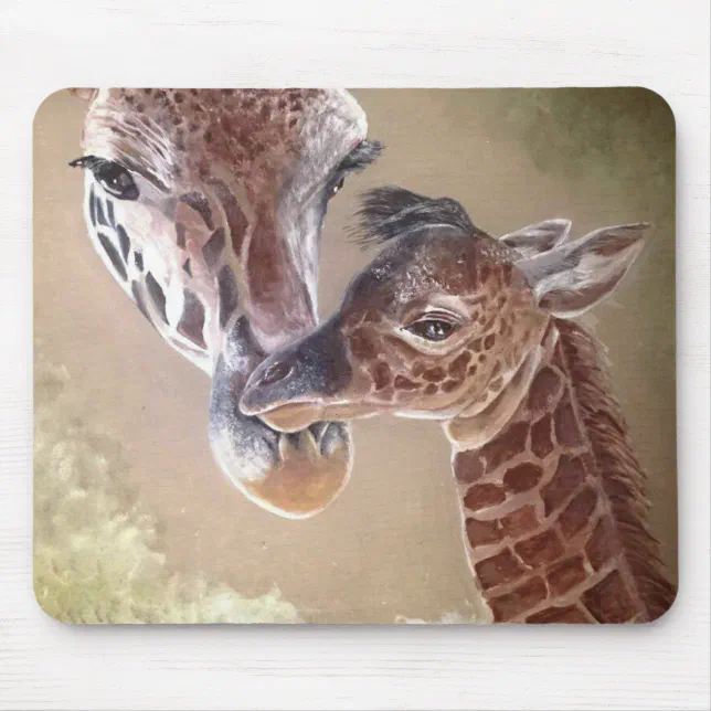 Mother and Baby Giraffe Mouse Pad | Zazzle