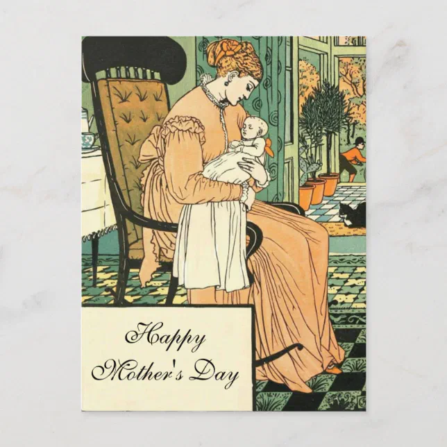 Mother and Baby, Vintage Postcard | Zazzle