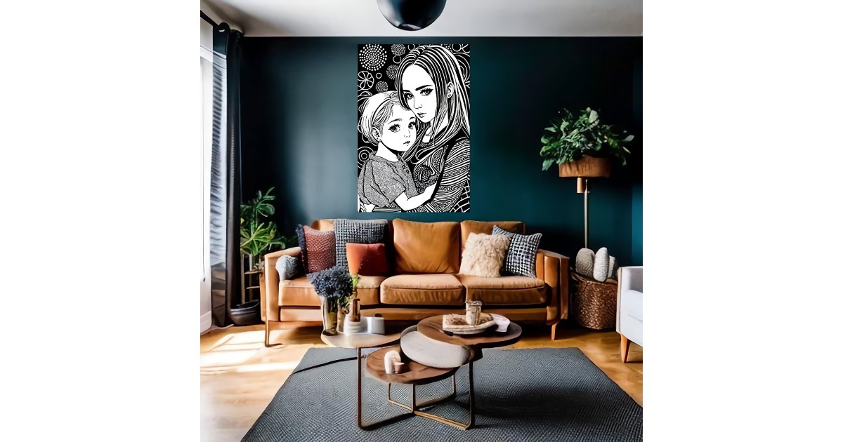Mother and daughter | AI Art Poster | Zazzle
