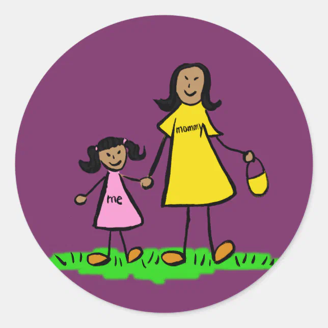 Mother and Daughter Family Characters Art Stickers | Zazzle