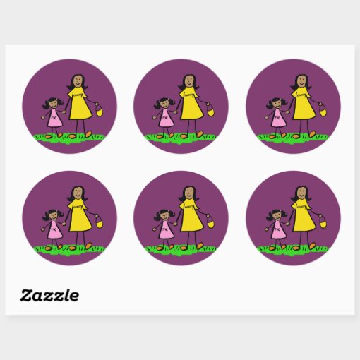 Mother and Daughter Family Characters Art Stickers | Zazzle