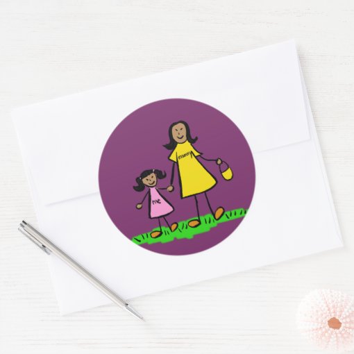 Mother and Daughter Family Characters Art Stickers | Zazzle