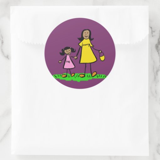 Mother and Daughter Family Characters Art Stickers | Zazzle