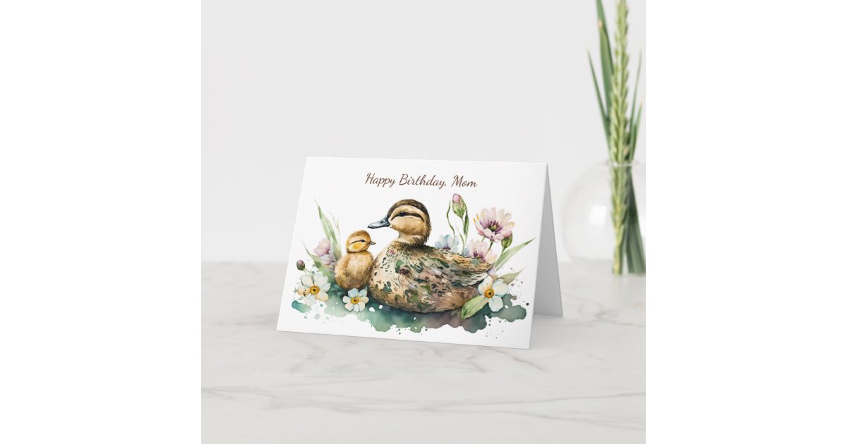Mother Duck and Duckling Birthday Card | Zazzle