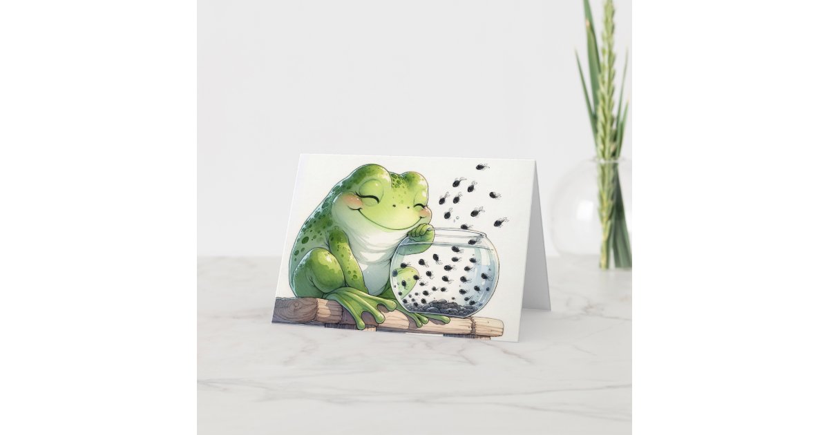 Mother Frog With Tadpoles In Fishbowl Card | Zazzle