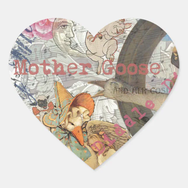 Mother Goose Nursery Rhyme Fairy Tale Heart Sticker | Zazzle