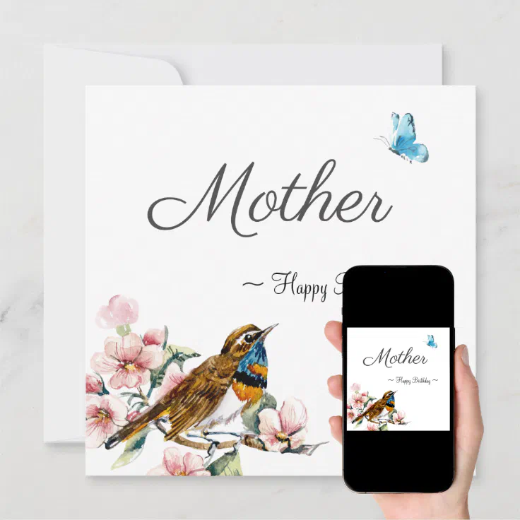 mother happy birthday bird vintage floral card | Zazzle