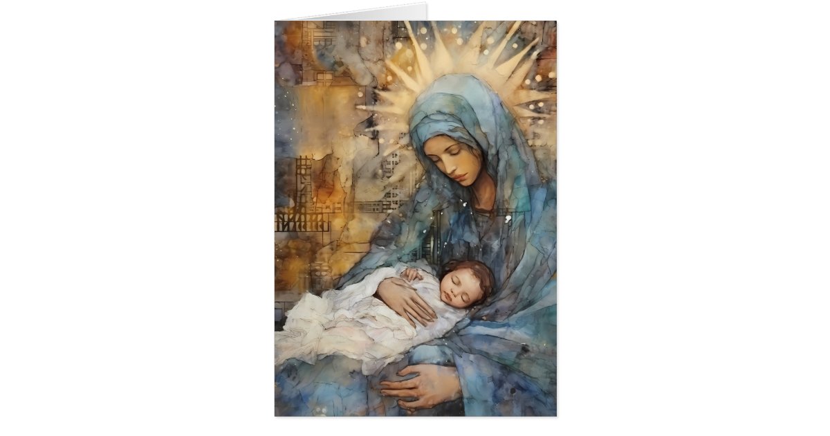 Mother Mary with Baby Jesus Christmas Card | Zazzle