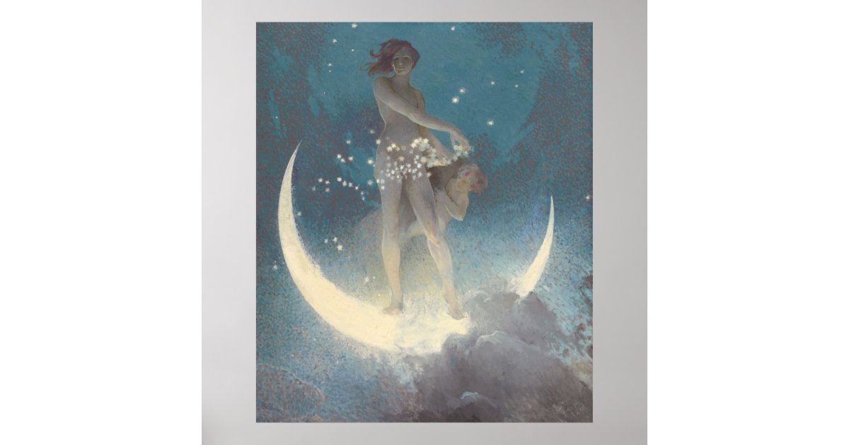 Mother Moon vintage art Poster | Zazzle