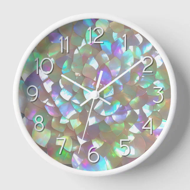 Mother of Pearl with Large Numbers Large Ticks Clock | Zazzle