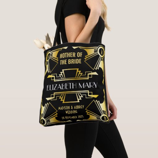 Mother of the Bride Art Deco Wedding Gold & Black Tote Bag | Zazzle