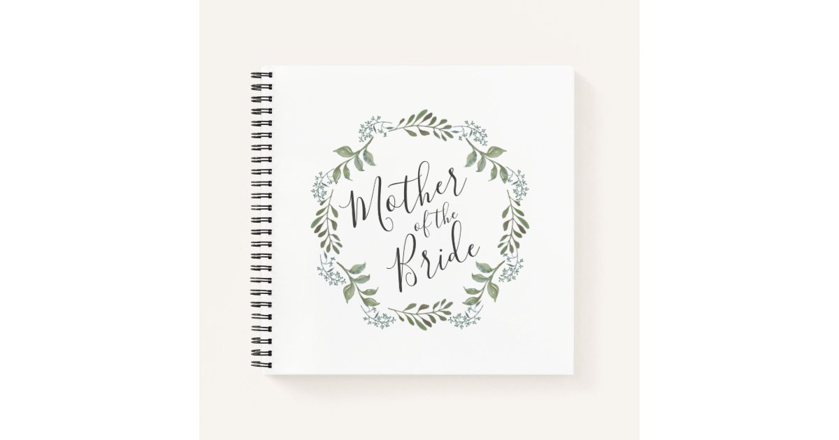 Mother of the Bride Sage Wreath Wedding Guestbook Notebook | Zazzle