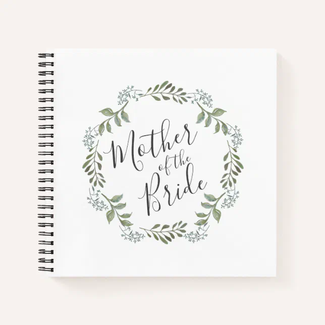 Mother of the Bride Sage Wreath Wedding Guestbook Notebook | Zazzle
