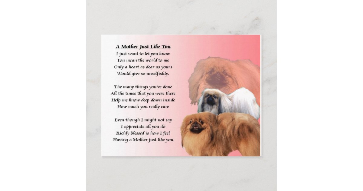 Mother Poem - Pekingese Postcard | Zazzle