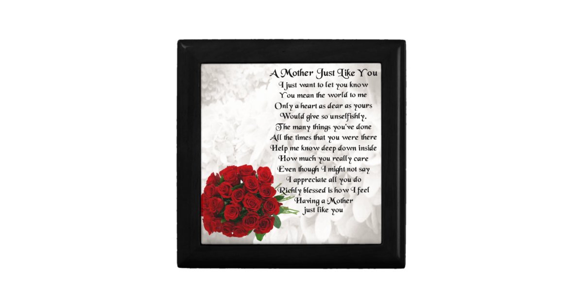 Mother Poem - Red Roses Design Gift Box | Zazzle