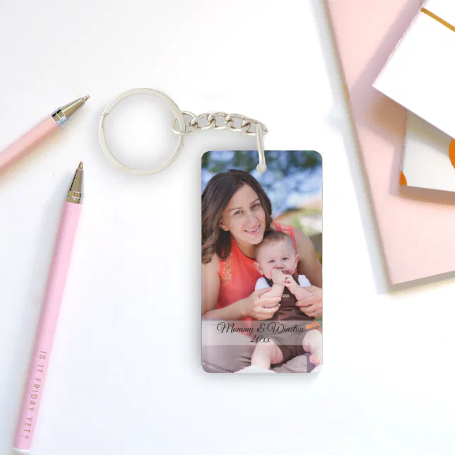 Mother’s Day Custom Photo & Text Keychain | Zazzle