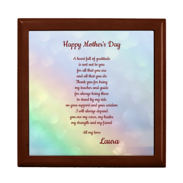 Mother’s Day poem personalised keepsake Gift Box | Zazzle