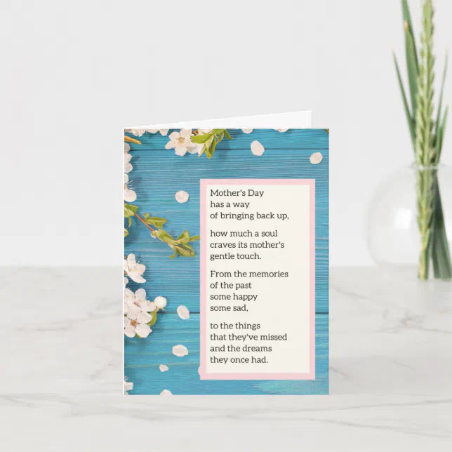 Motherless Mothers Day Card Poem Zazzle