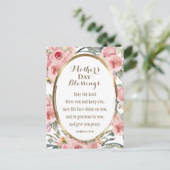 Mother's Day Blessings Bible Verse Elegant Floral Postcard | Zazzle
