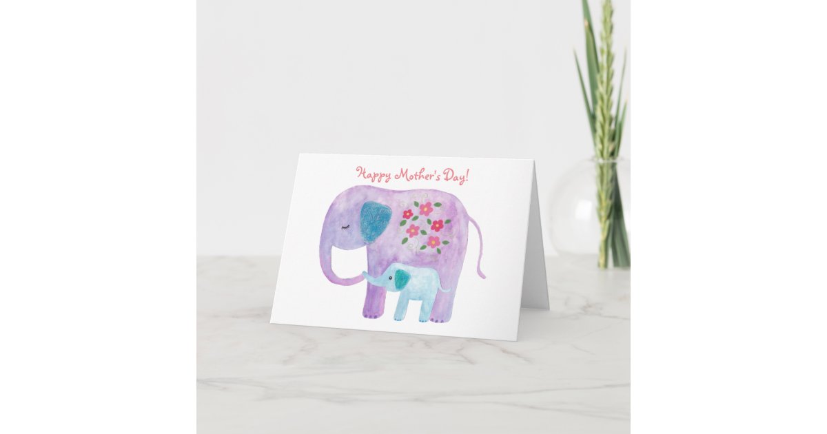 Mother's day Card Elephant Mom Baby Greeting Card | Zazzle